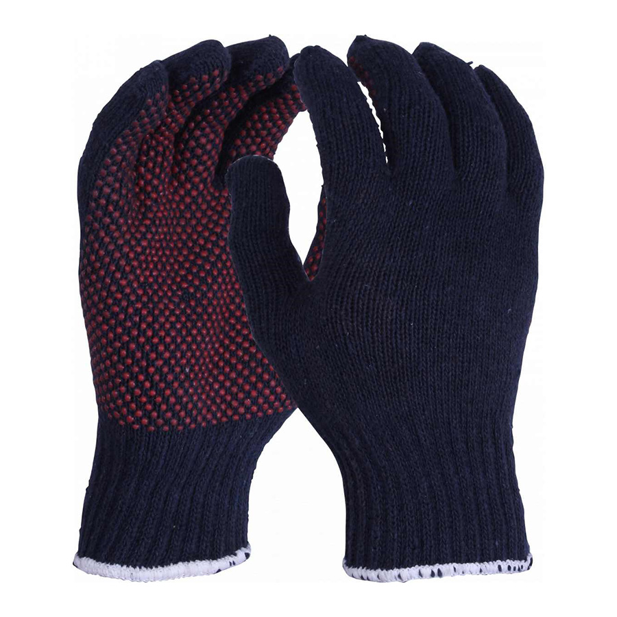 Mixed fibre red dotted glove (navy acrylic) - Personal protective ...